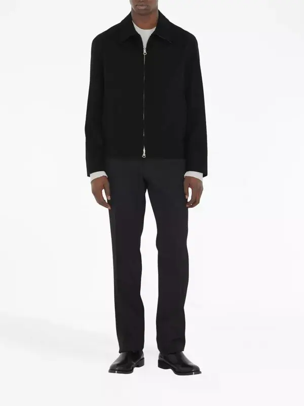 Burberry Gabardine Harrington Jacket With Embroidered Logo - Black