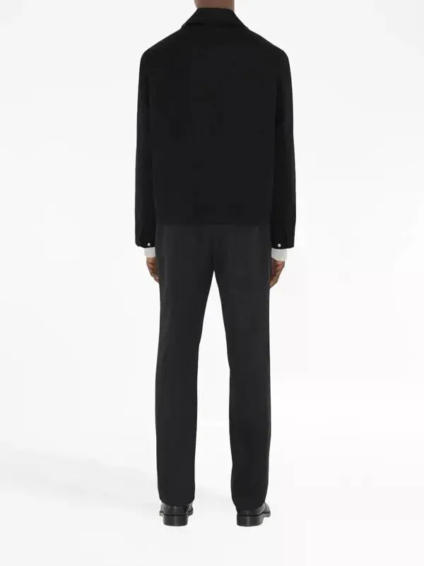 Burberry Gabardine Harrington Jacket With Embroidered Logo - Black