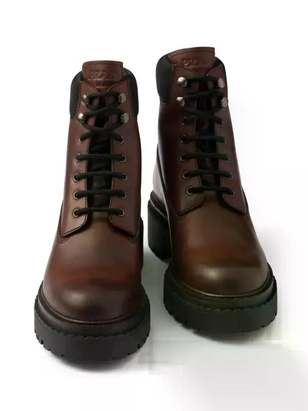 Prada Leather Lace-up Ankle Boots