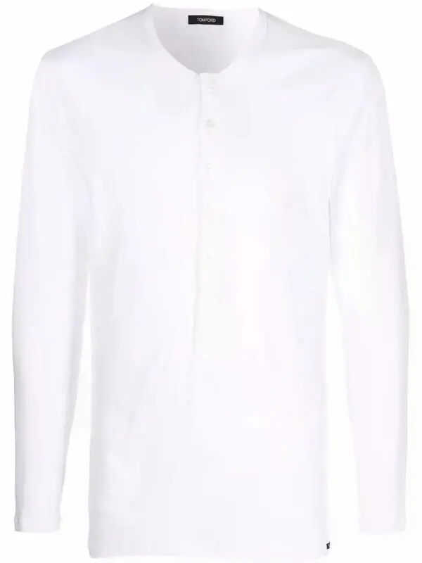 TOM FORD Round-neck Henley T-shirt - White