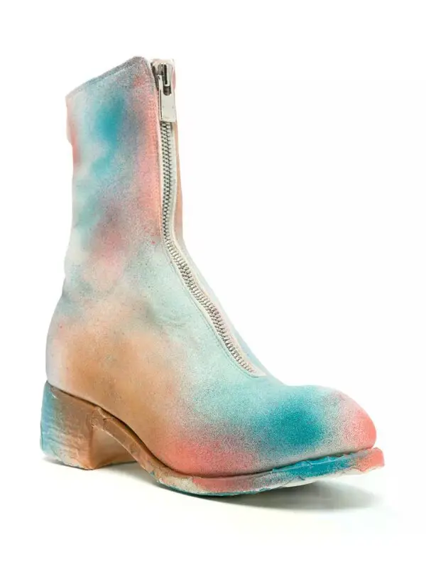 Guidi Spray-paint Effect Boots - Blue