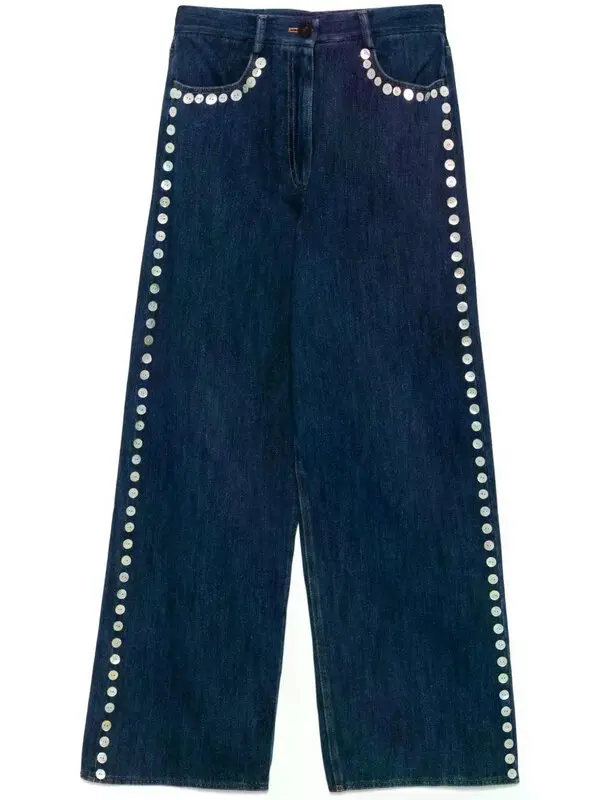 FORTE_FORTE Button-detail Straight-leg Jeans - Blue