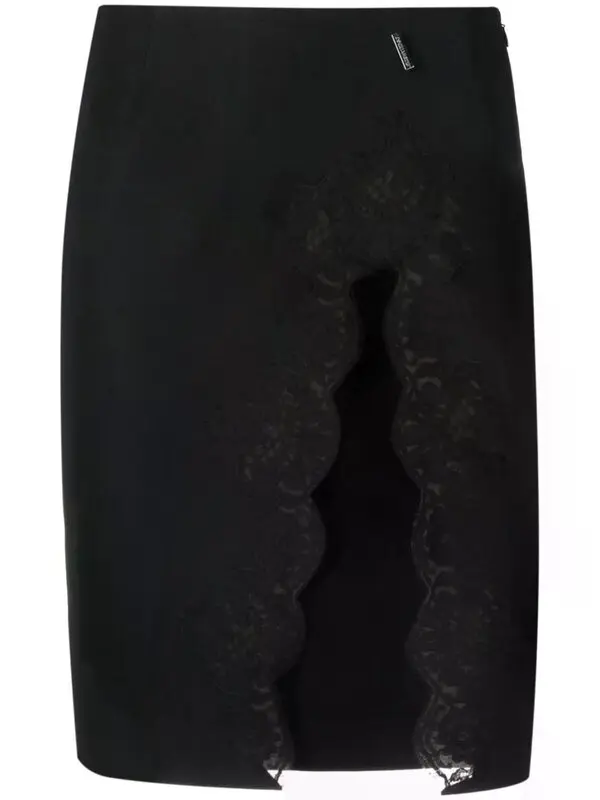 Dsquared2 Lace-detail Virgin Wool Skirt - Black