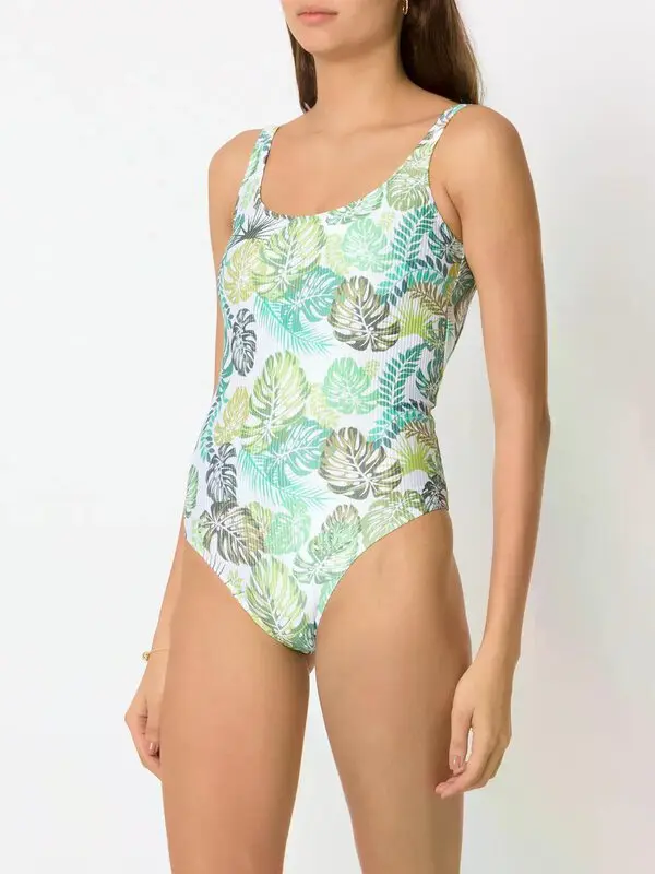 AMIR SLAMA Palm Leaf Print Swimsuit