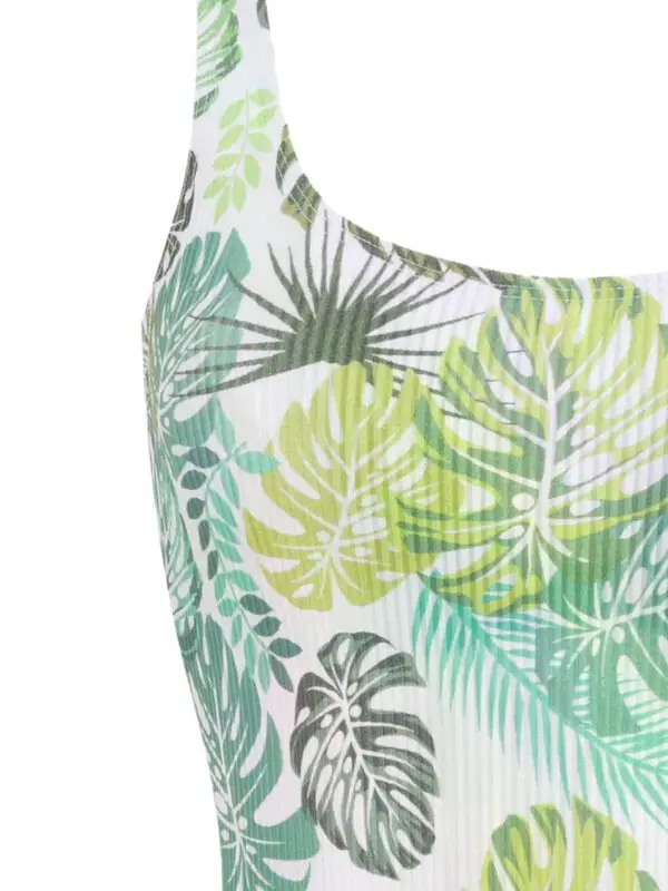 AMIR SLAMA Palm Leaf Print Swimsuit