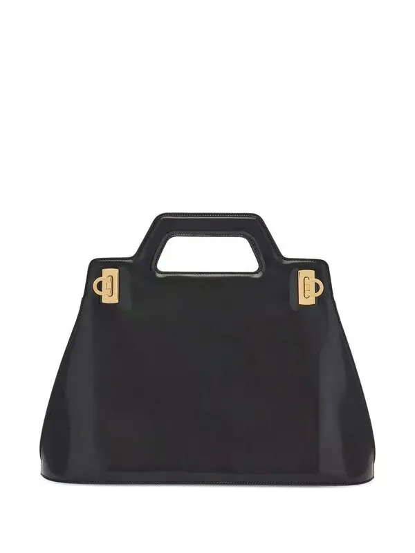 FERRAGAMO Gancini Top-handle Leather Tote Bag - Black