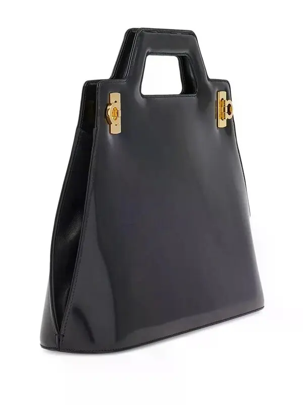 FERRAGAMO Gancini Top-handle Leather Tote Bag - Black