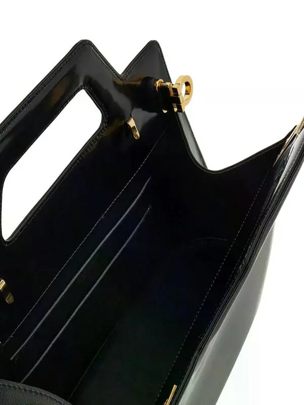 FERRAGAMO Gancini Top-handle Leather Tote Bag - Black