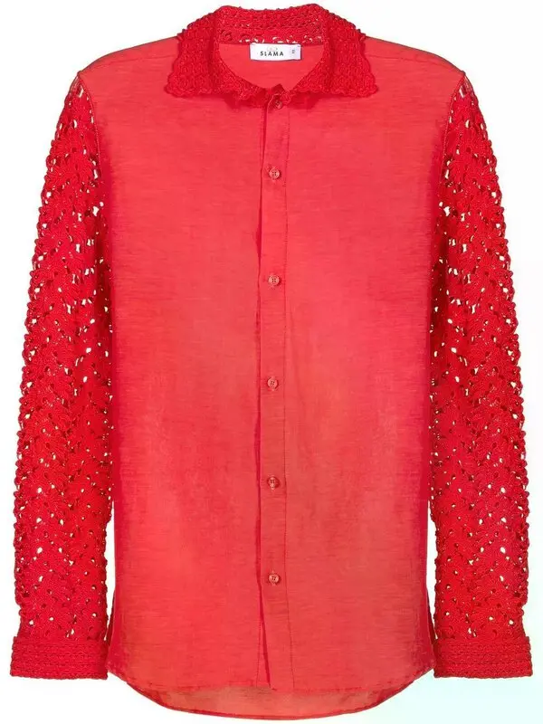 AMIR SLAMA Floral-lace Detail Shirt