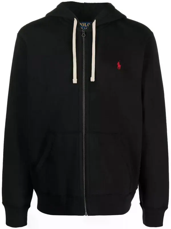 Polo Ralph Lauren Embroidered-logo Zip-up Hoodie - Black