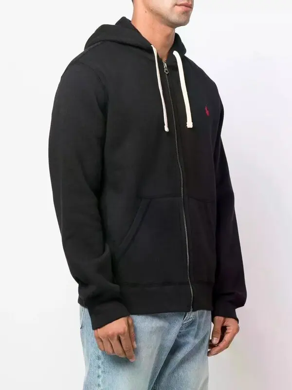 Polo Ralph Lauren Embroidered-logo Zip-up Hoodie - Black