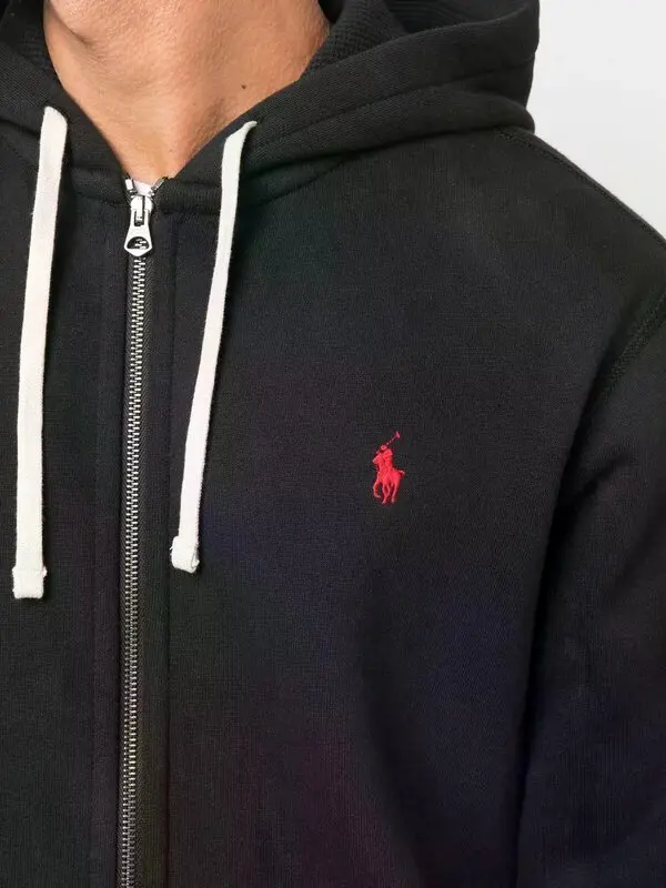 Polo Ralph Lauren Embroidered-logo Zip-up Hoodie - Black