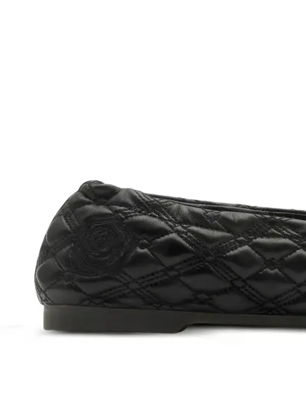 Burberry Equestrian Knight-embroidered Leather Ballerina Shoes - Black