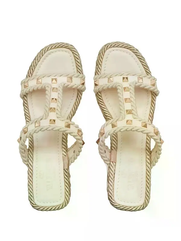 Valentino Garavani Rockstud Torchon 90mm Wedge Sandals