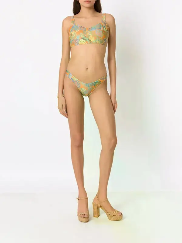 AMIR SLAMA Palm Leaf Print Bikini
