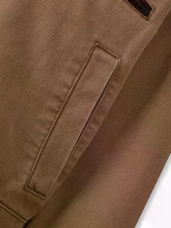 STUDIO TOMBOY Corduroy-collar Cropped Jacket - Neutrals