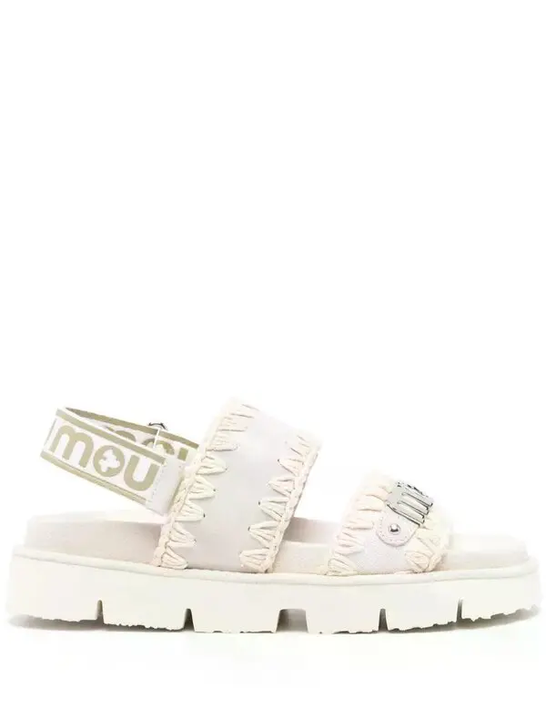 Mou Crochet-trim Logo-plaque Sandals