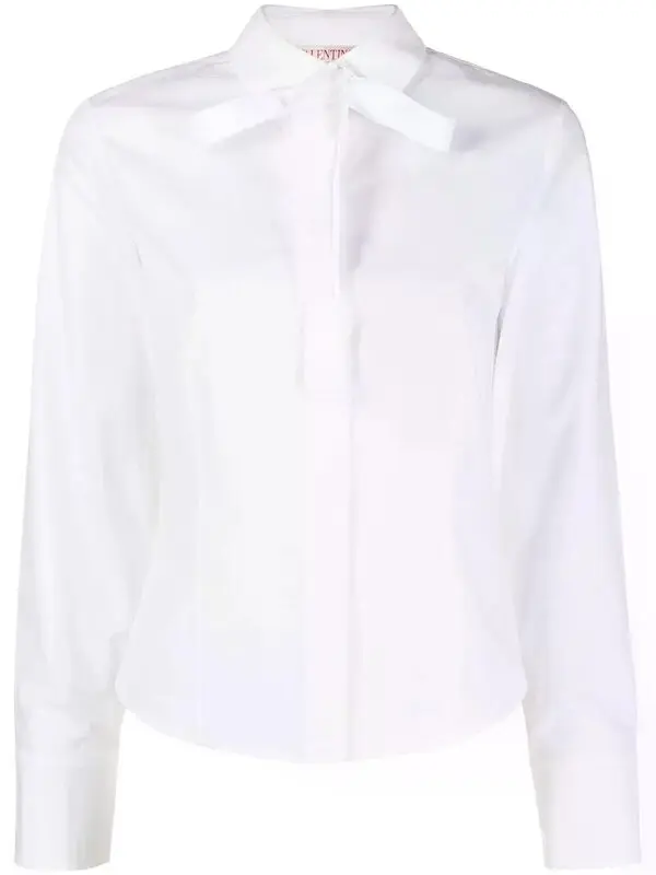 Valentino Garavani Pussy-bow Cotton Shirt - White
