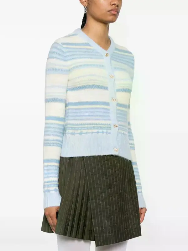 GANNI Striped V-neck Cardigan