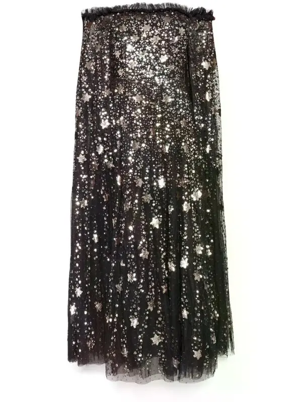 NEEDLE & THREAD Shooting Stars Cape Ankle Dress - Black