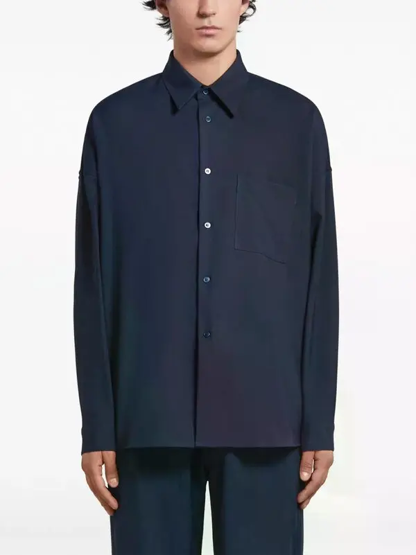 Marni Logo-patch Virgin-wool Shirt