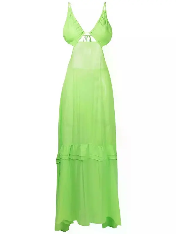 AMIR SLAMA Cut-out Semi-sheer Maxi Dress - Green