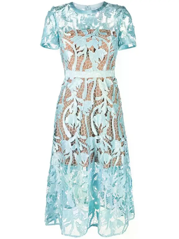 SELF-PORTRAIT Guipure-lace Flared Midi Dress