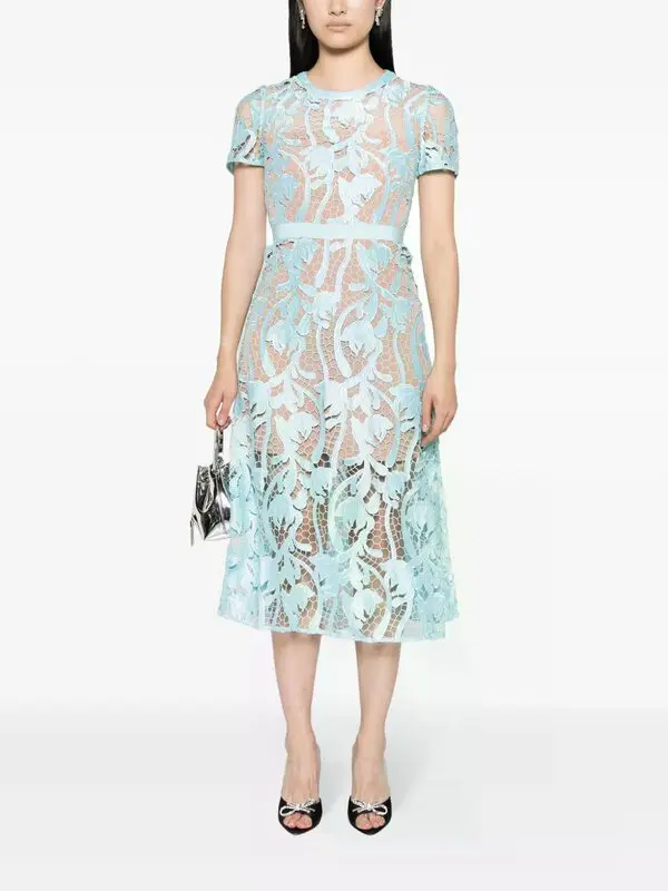 SELF-PORTRAIT Guipure-lace Flared Midi Dress