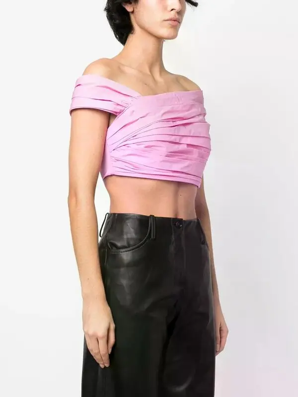 Dsquared2 Pleated Off-shoulder Cropped Top