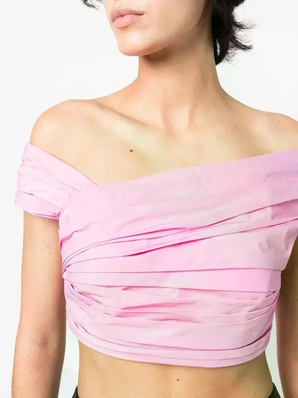 Dsquared2 Pleated Off-shoulder Cropped Top