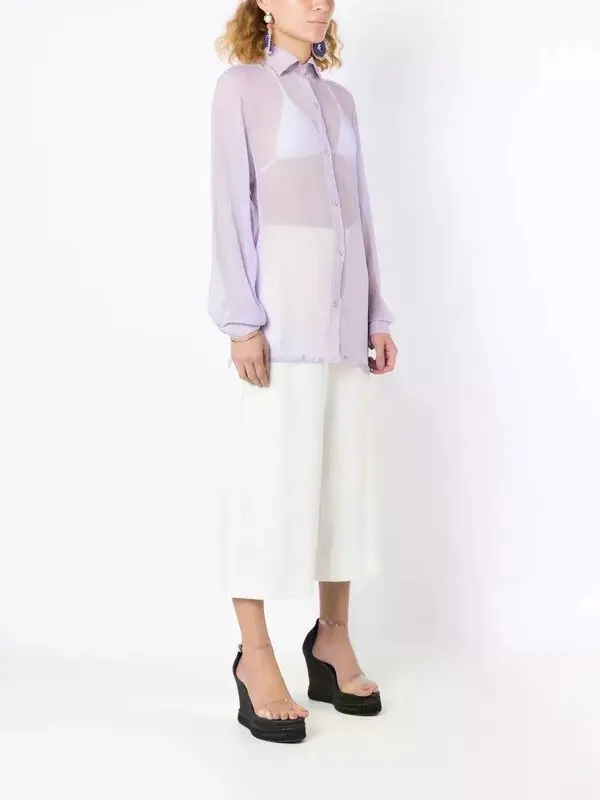 AMIR SLAMA Sheer Crinkled Silk Shirt