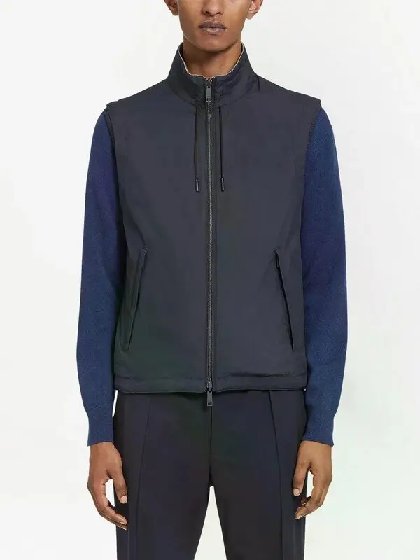 Zegna Reversible Zip-up Vest - Blue