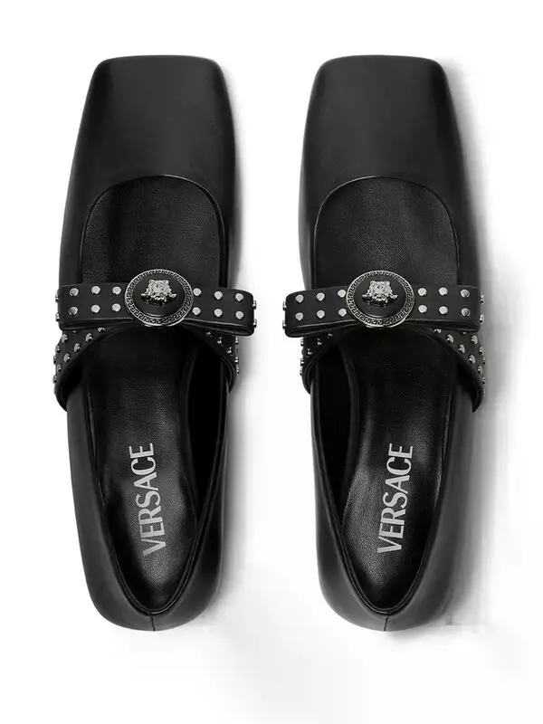 Versace Ribbon Studded Ballerina Shoes