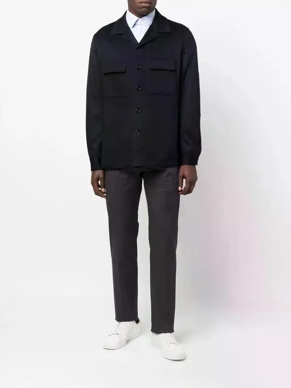 Zegna Straight-leg Cotton Trousers - Blue