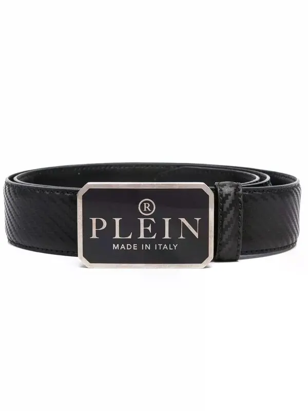 Philipp Plein Logo-plaque Textured Belt - Black