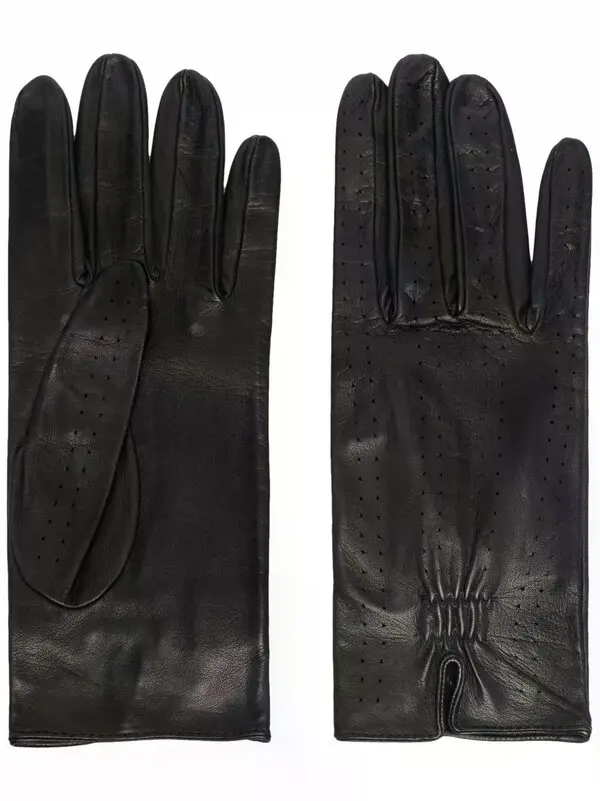 MANOKHI Perforated Leather Gloves - Black