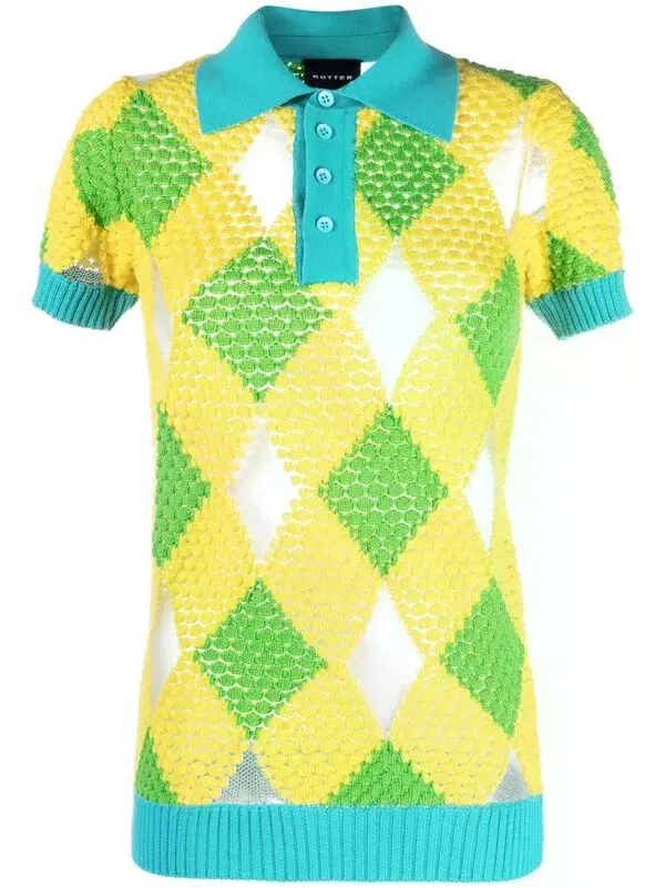 BOTTER Geometric-pattern Knitted Polo Shirt