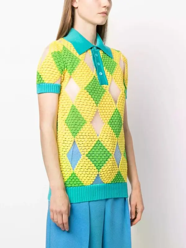 BOTTER Geometric-pattern Knitted Polo Shirt