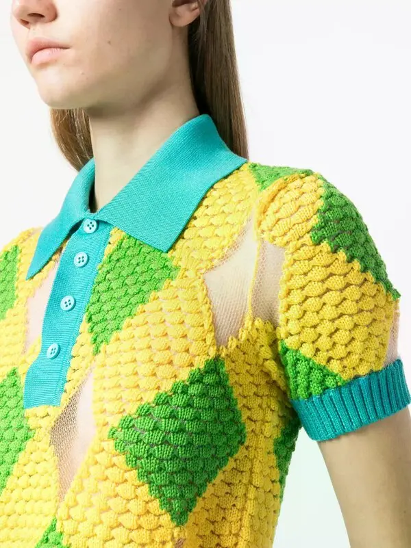 BOTTER Geometric-pattern Knitted Polo Shirt