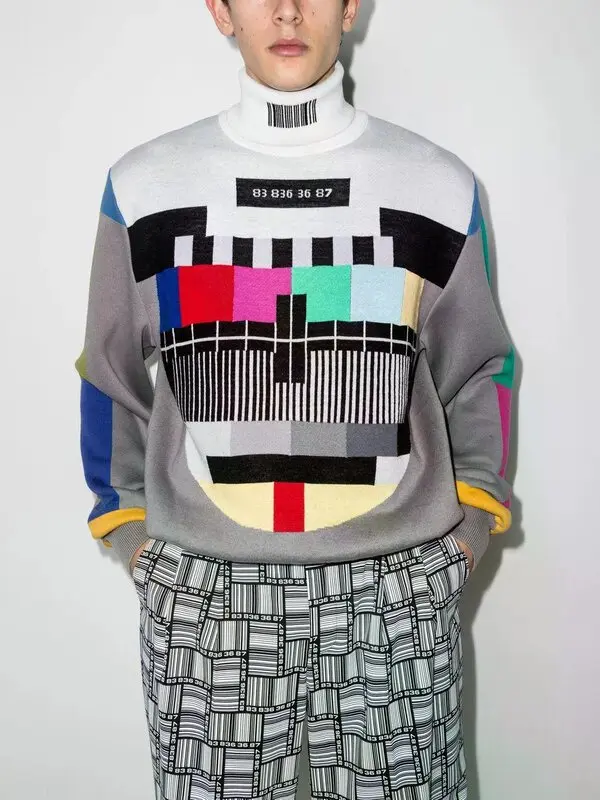 VTMNTS Barcode Motif Roll-neck Jumper
