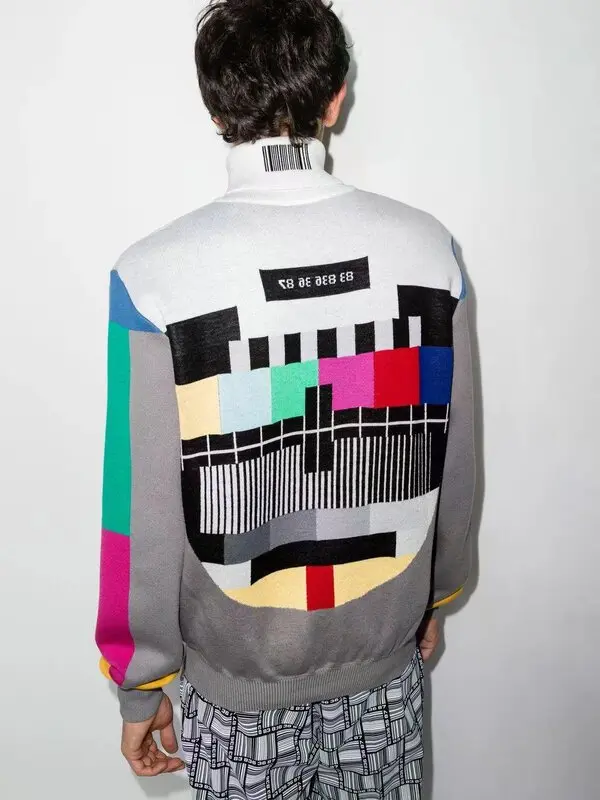 VTMNTS Barcode Motif Roll-neck Jumper