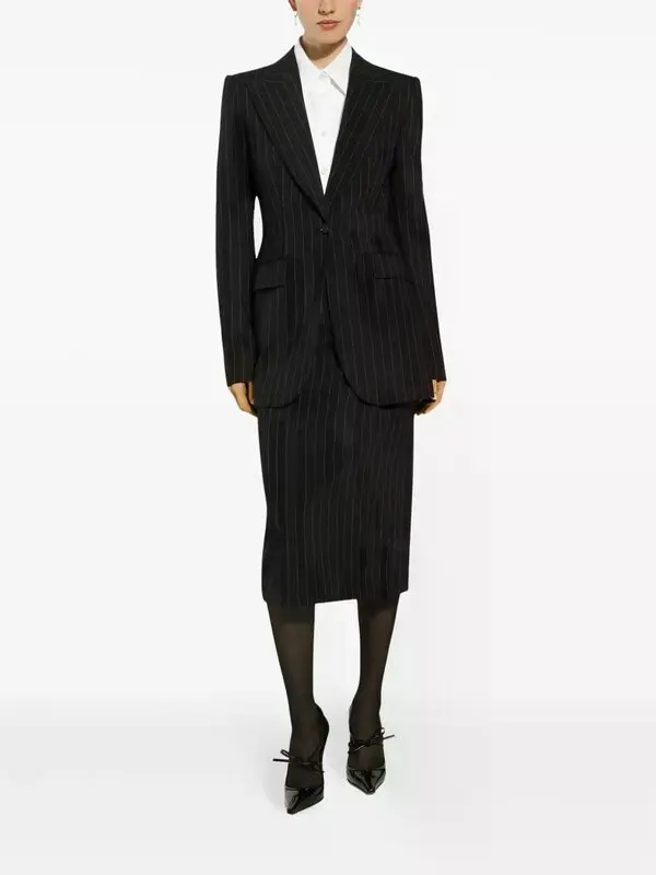 Dolce & Gabbana Pinstripe Wool Calf-length Skirt