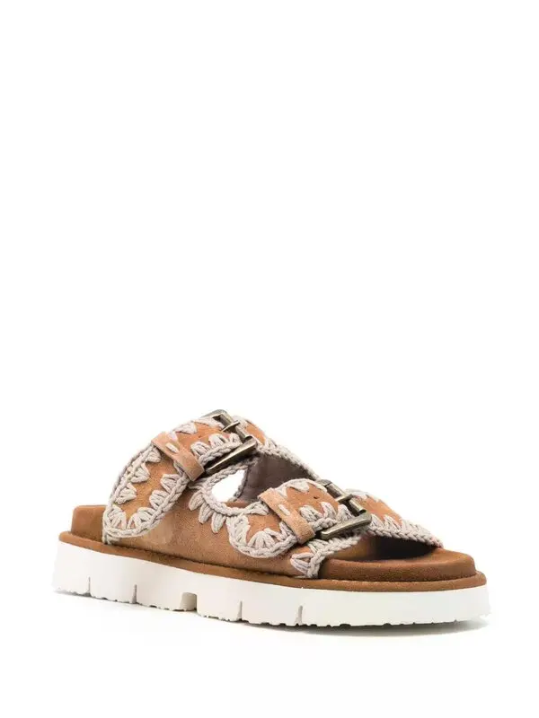 Mou Whipstitch-trim Suede Slides