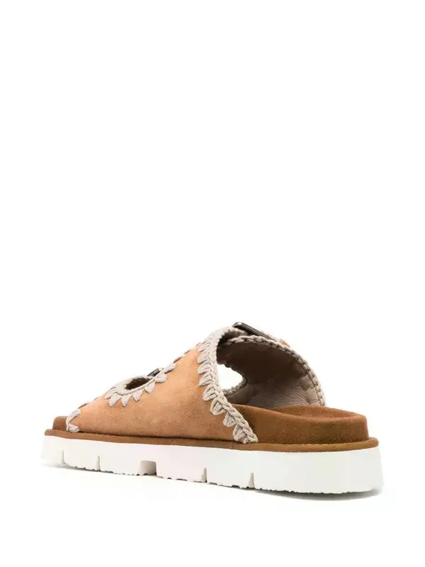 Mou Whipstitch-trim Suede Slides