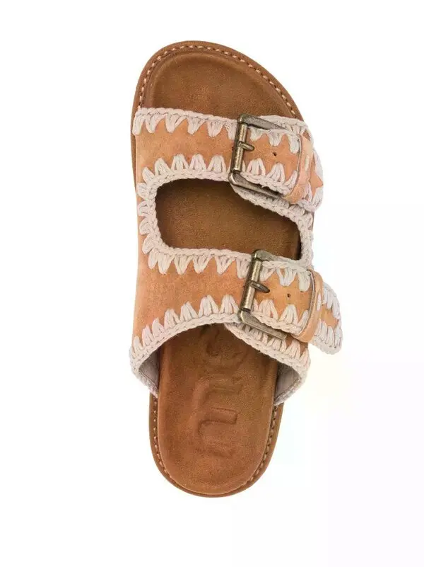 Mou Whipstitch-trim Suede Slides
