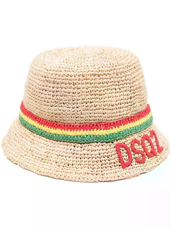 Dsquared2 Interwoven Raffia Bucket Hat - Neutrals