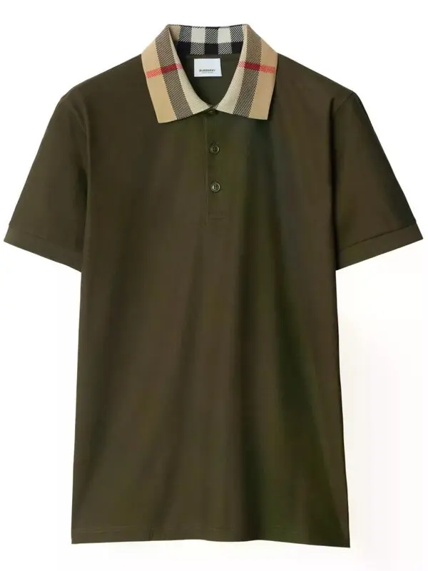 Burberry Checkered-collar Cotton Polo Shirt