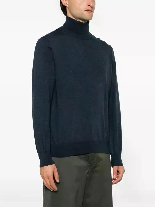 D4.0 Virgin Wool Roll Neck Sweater - Blue