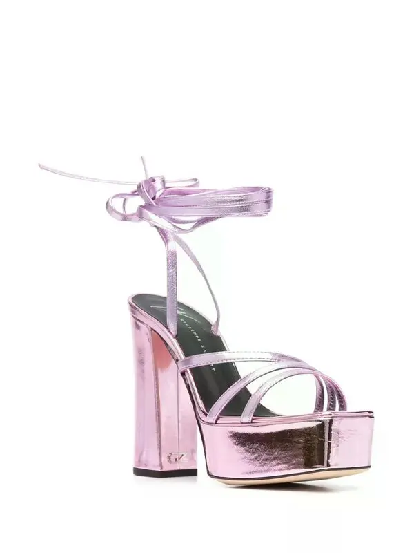 GIUSEPPE ZANOTTI Metallic Platform Sandals - Pink