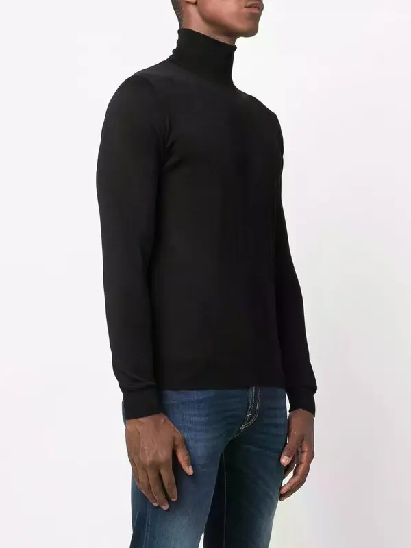 DELL'OGLIO Roll-neck Merino Jumper - Black